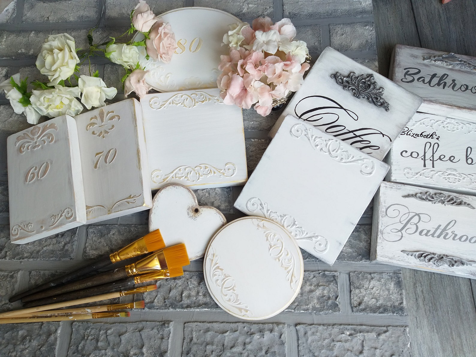 Small Coffee Bar Sign, Distressed Coffee Block Sign Stand, Farmhouse ...