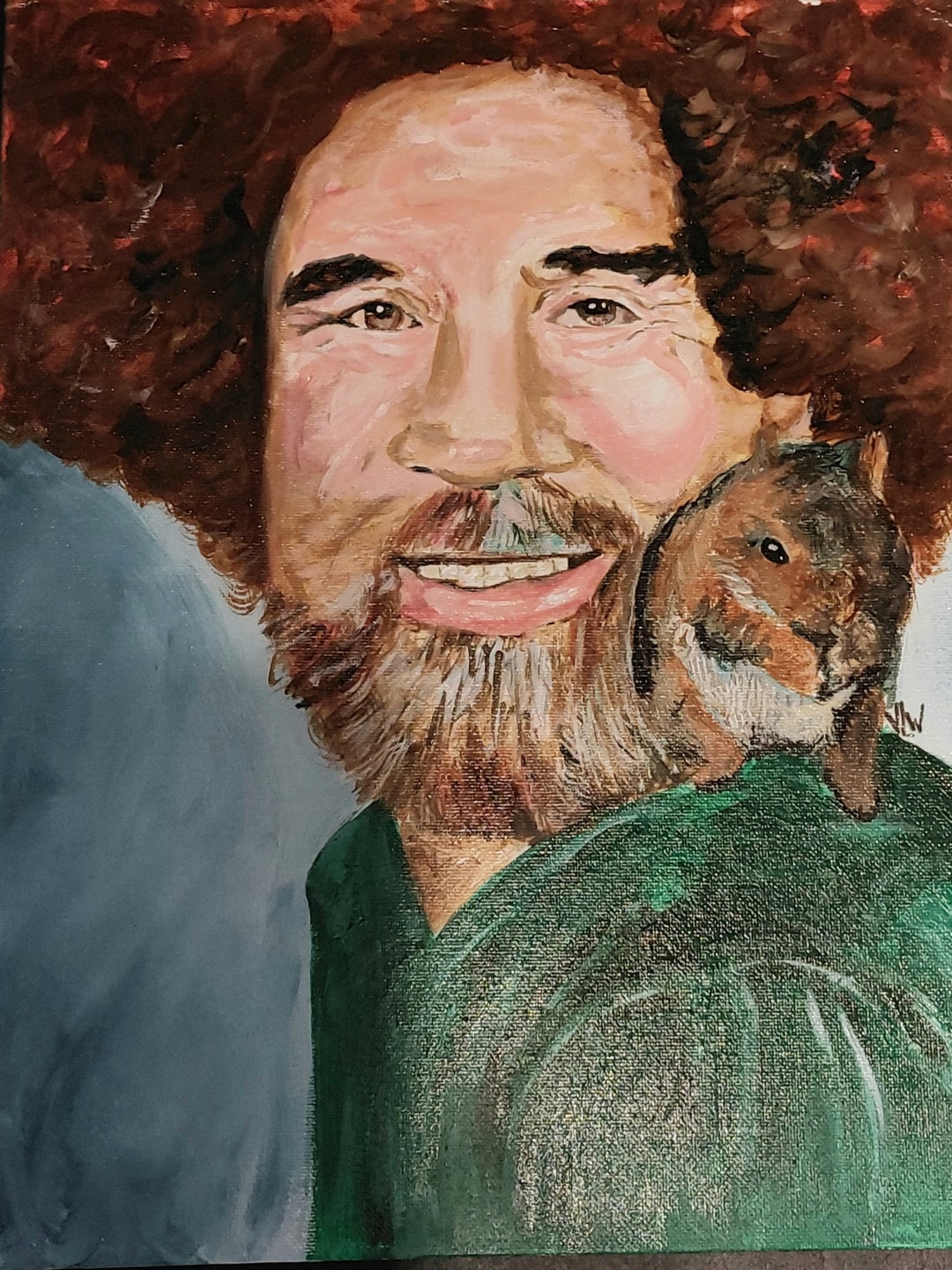 Original One-of-a-kind Bob Ross Acrylic Painting, Bob Ross Fan Art, Bob ...