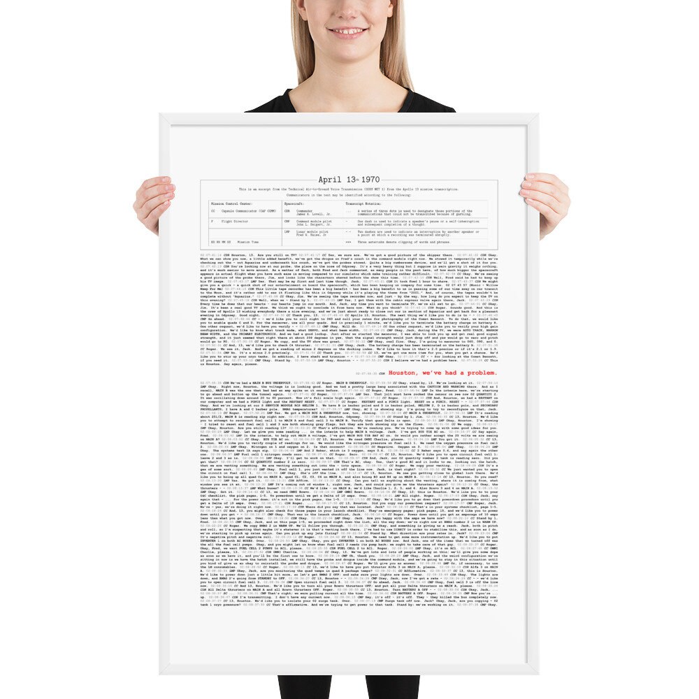 NASA Framed Apollo 13 houston We've Had a Problem - Etsy