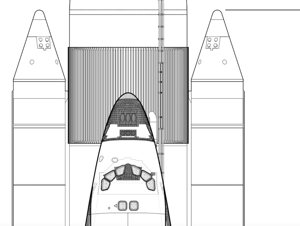 NASA Space Shuttle: Full Stack Front View (technical Drawing) - Etsy