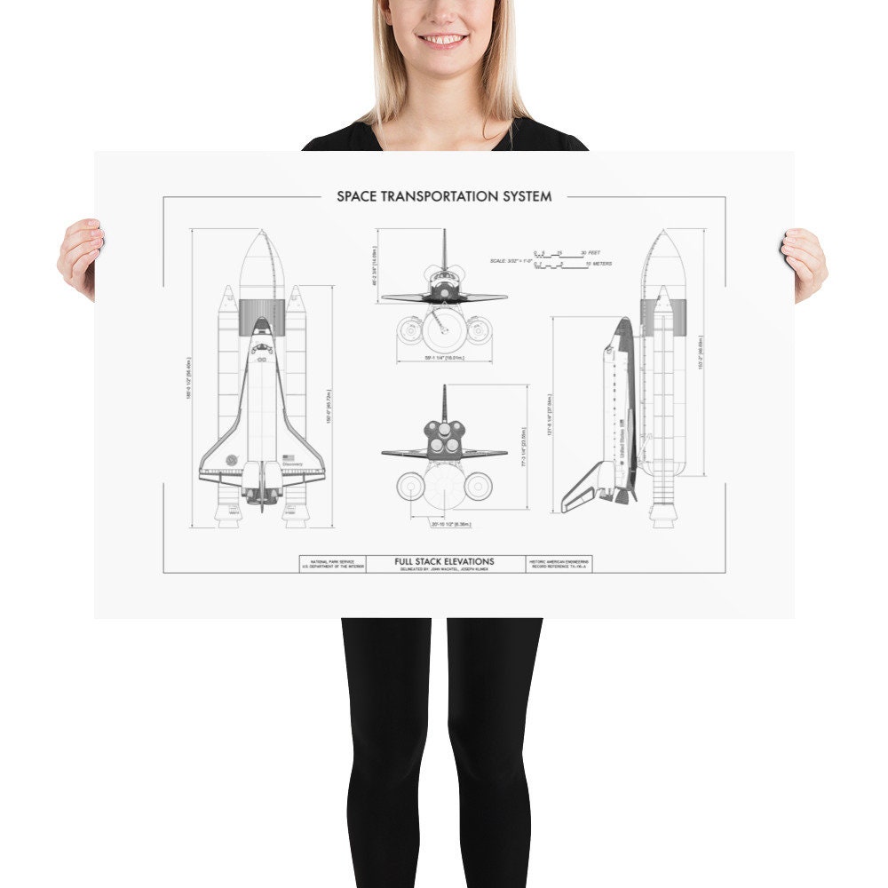 NASA Space Shuttle: Full Stack Poster technical Drawing - Etsy