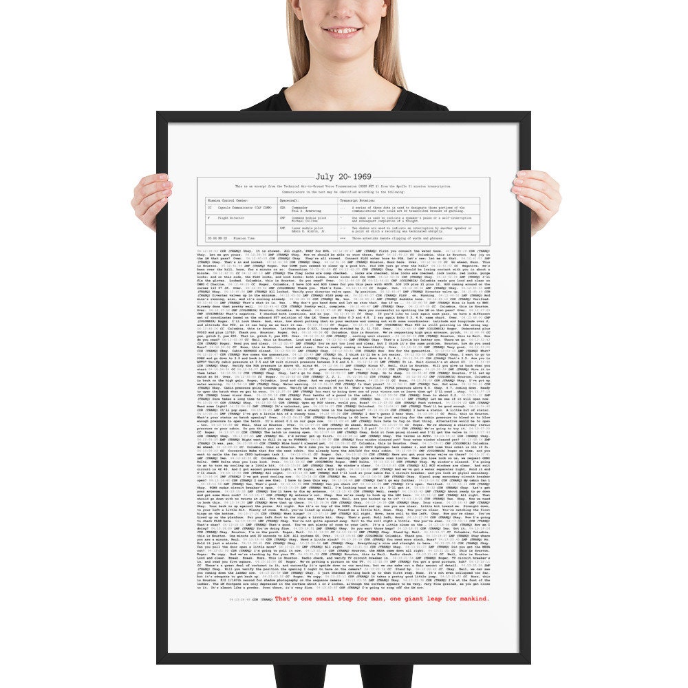 NASA Framed Apollo 11 (moon Landing) Mission Transcript - Etsy