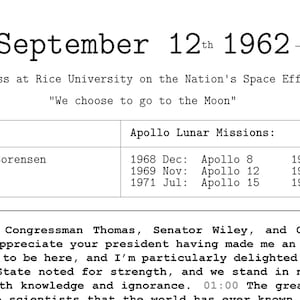 Framed JFK "we Choose to Go to the Moon" Speech Transcript - Etsy UK