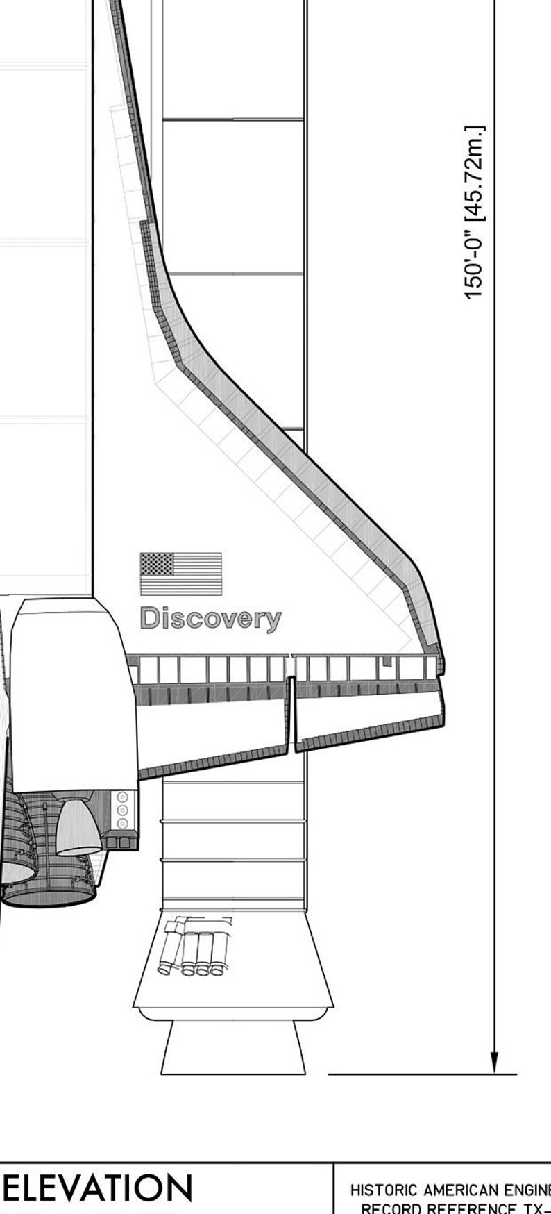 NASA Space Shuttle: Full Stack Front View (technical Drawing) - Etsy