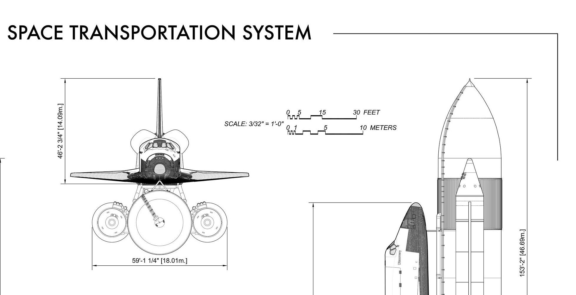 NASA Space Shuttle: Full Stack Poster technical Drawing - Etsy