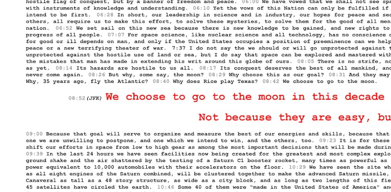 JFK "we Choose to Go to the Moon" Speech Transcript - Etsy