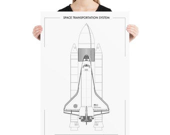 NASA Space Shuttle: Full Stack Poster technical Drawing | Etsy