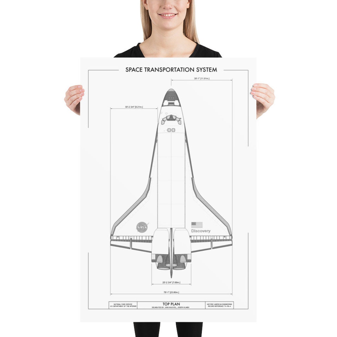 NASA Space Shuttle: Orbiter Top View technical Drawing | Etsy