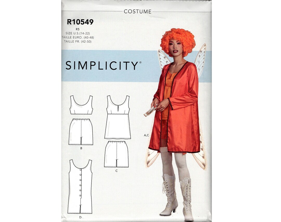 Simplicity Womens Costume Sewing Pattern #10549/robe/ Tops/ Bottoms ...