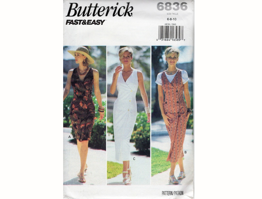 Vintage Butterick # 6836 "fast & Easy"misses/ Womens Dress/jummper ...