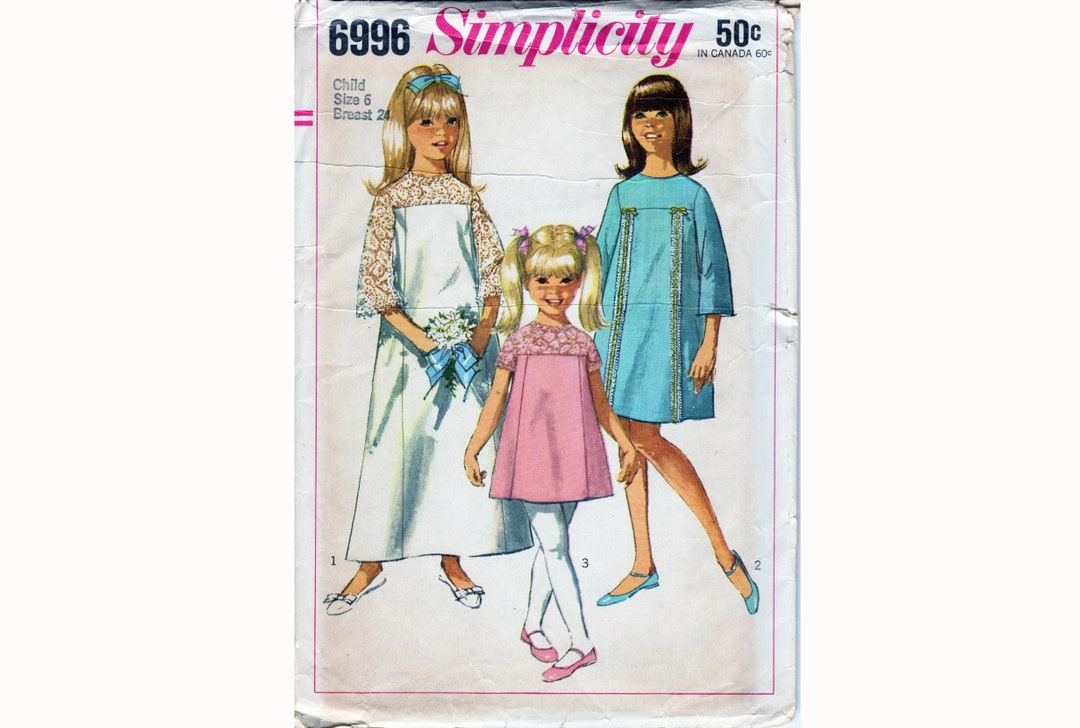 Vintage 1960s Simplicity #6996 Girls Fancy Flower Girl/ Communion ...
