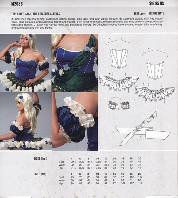 Patterns COSPLAY McCalls #M2049 Sewing Pattern Costume/ Belle Rogue/Corset Skirt and accessories ...