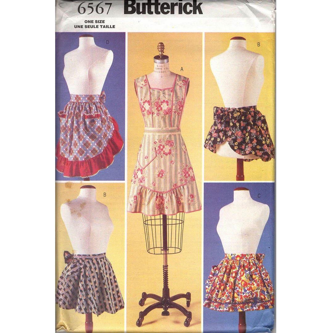 Butterick Sewing Pattern Vintage Aprons # 6567/ 4 Styles/ Vintage ...
