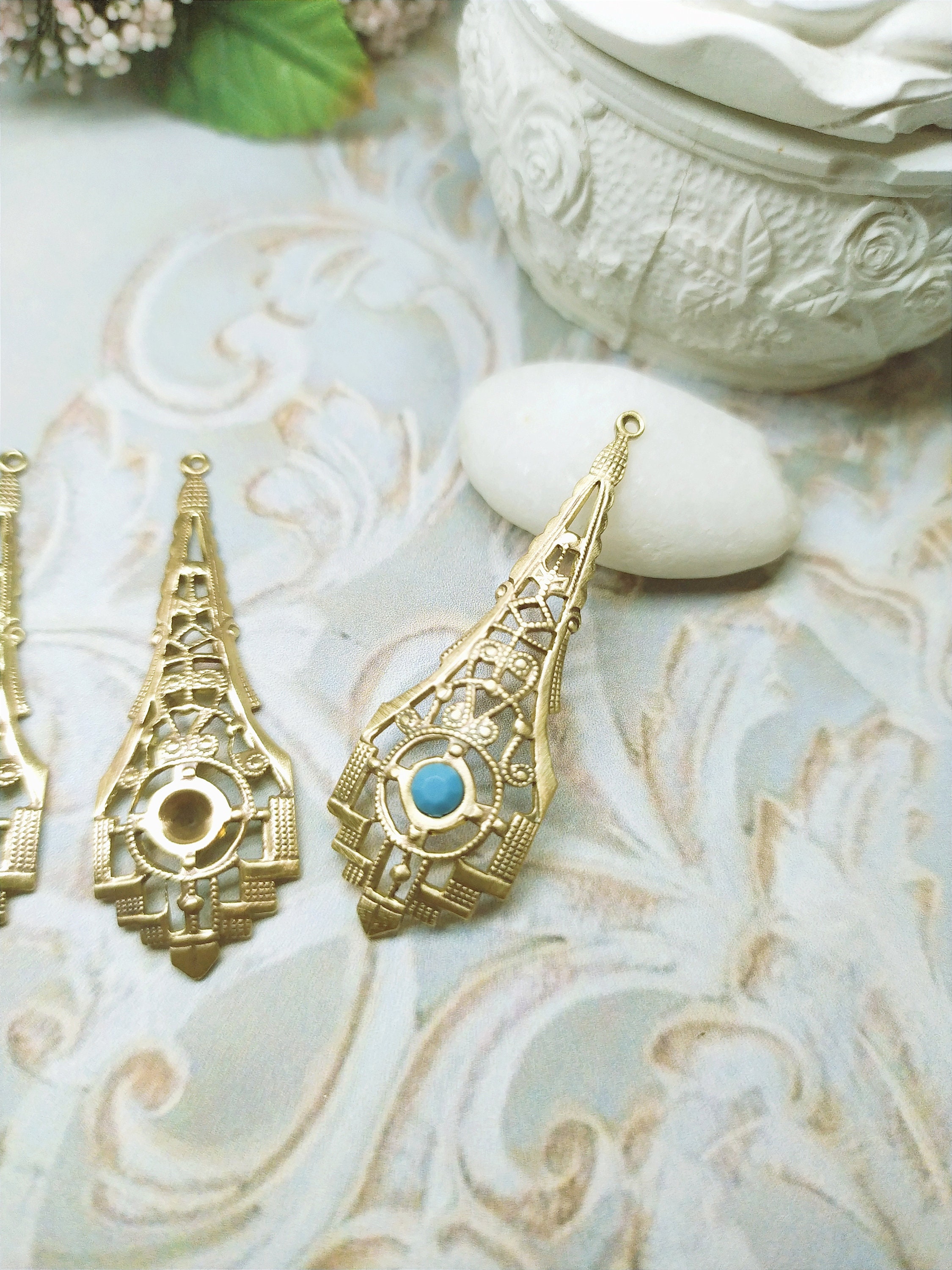 Filigree Teardrop Brass Stamping Drop Filigree Czech Filigree Brass ...
