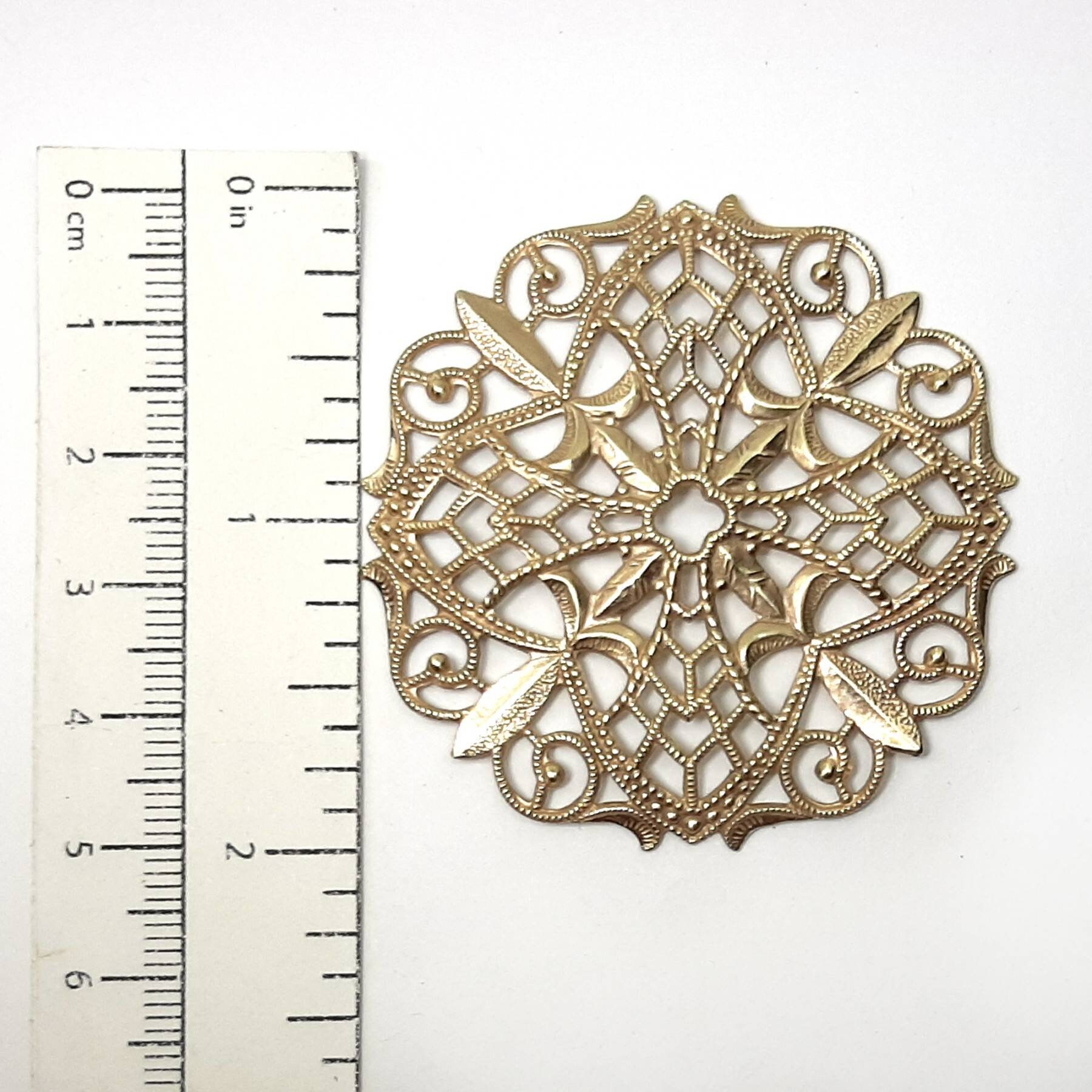 Raw Brass Large Round Flat Filigree Finding European Filigree - Etsy
