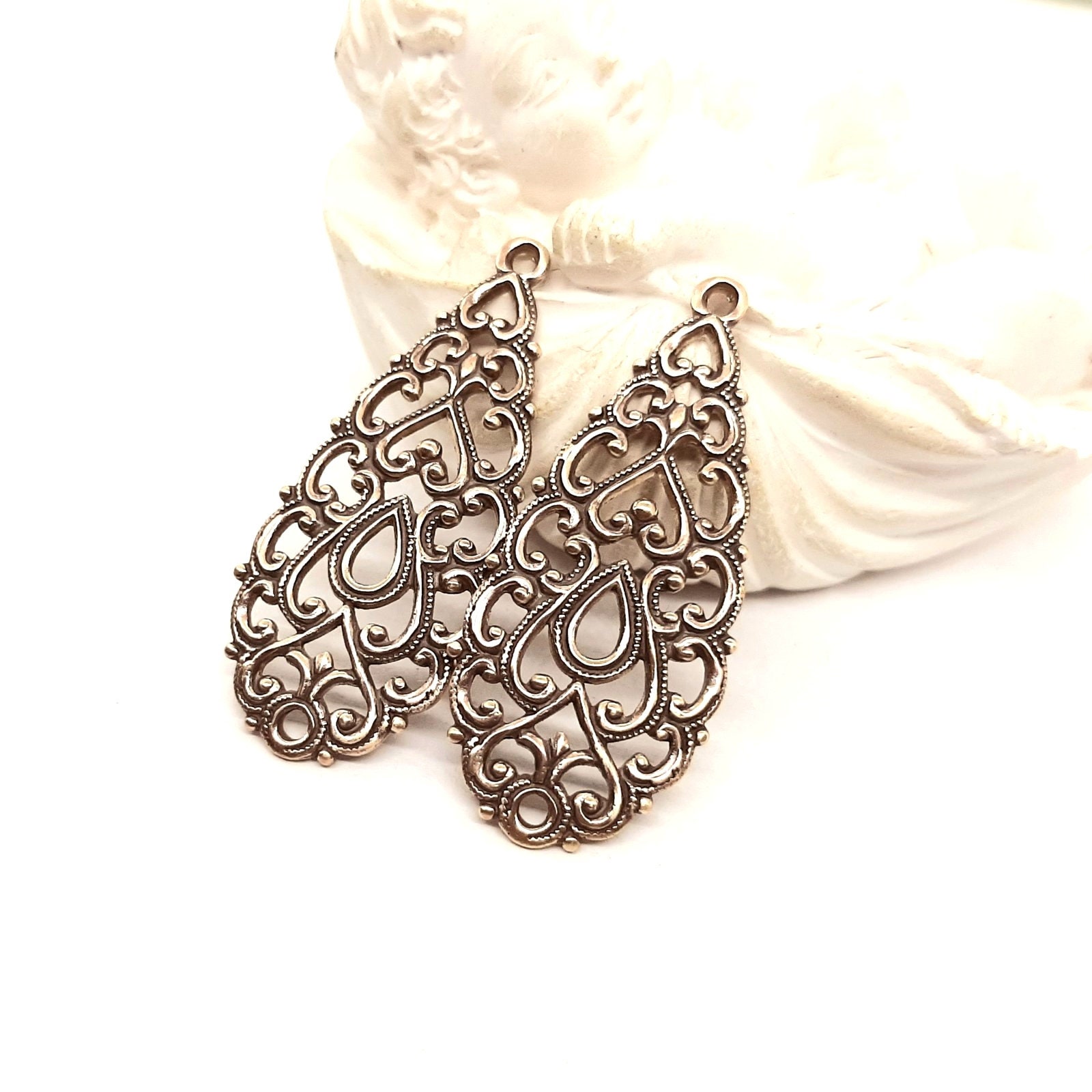 Antique Brass Filigree Drop Germany Filigree Stamping Large Drop ...