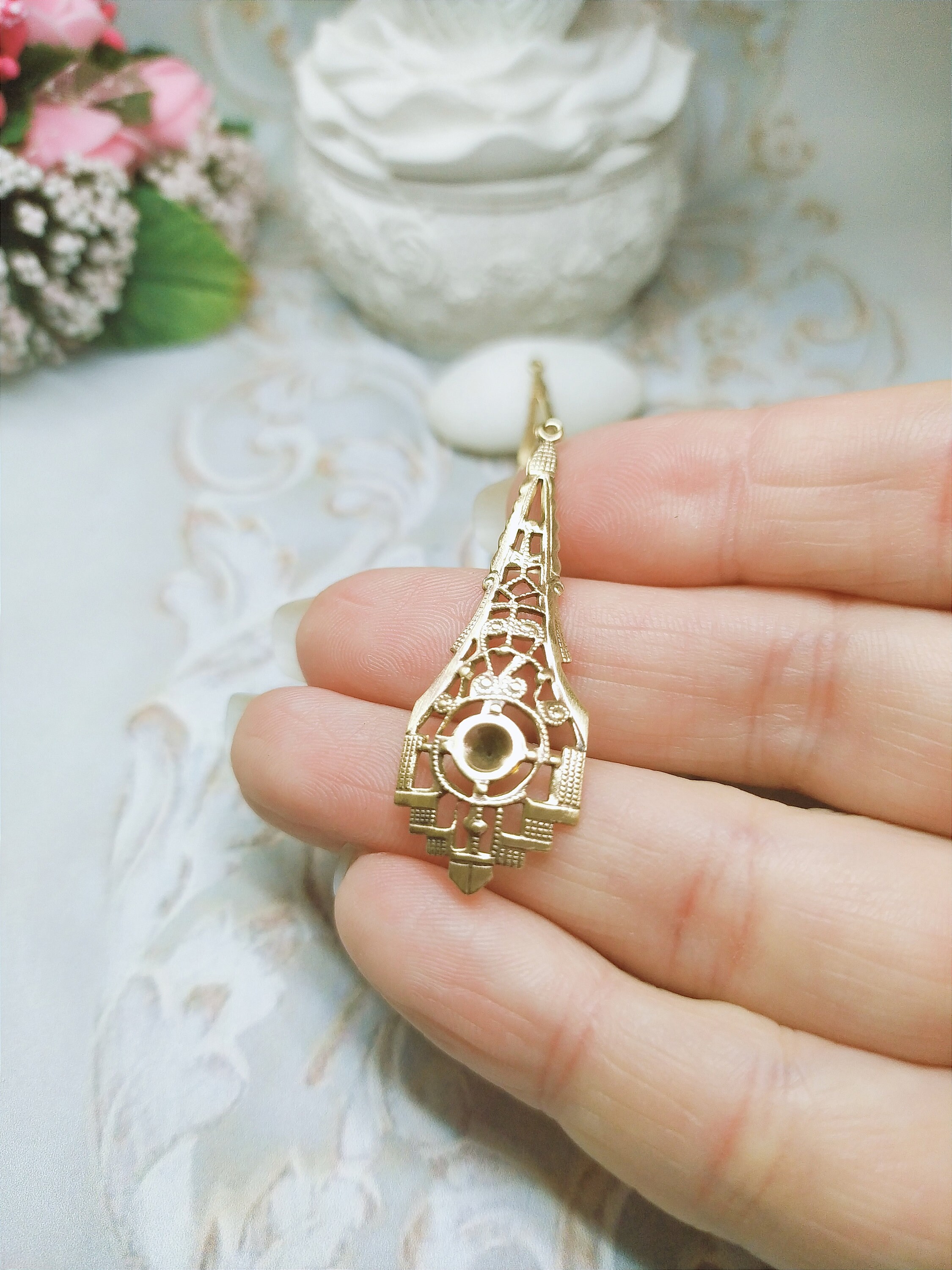 Filigree Teardrop Brass Stamping Drop Filigree Czech Filigree Brass ...
