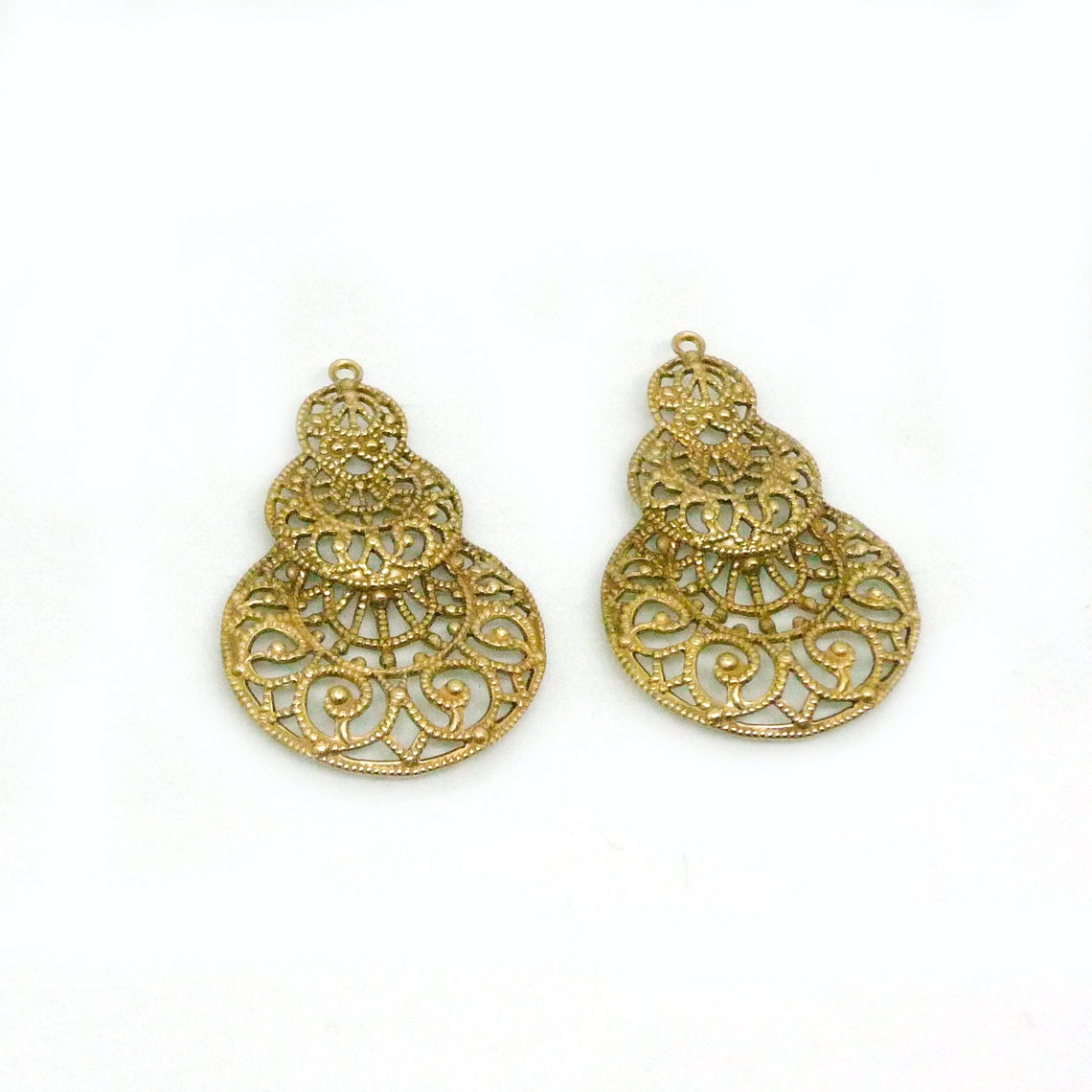 Filigree Teardrop Brass Stamping Drop Filigree Czech Filigree - Etsy