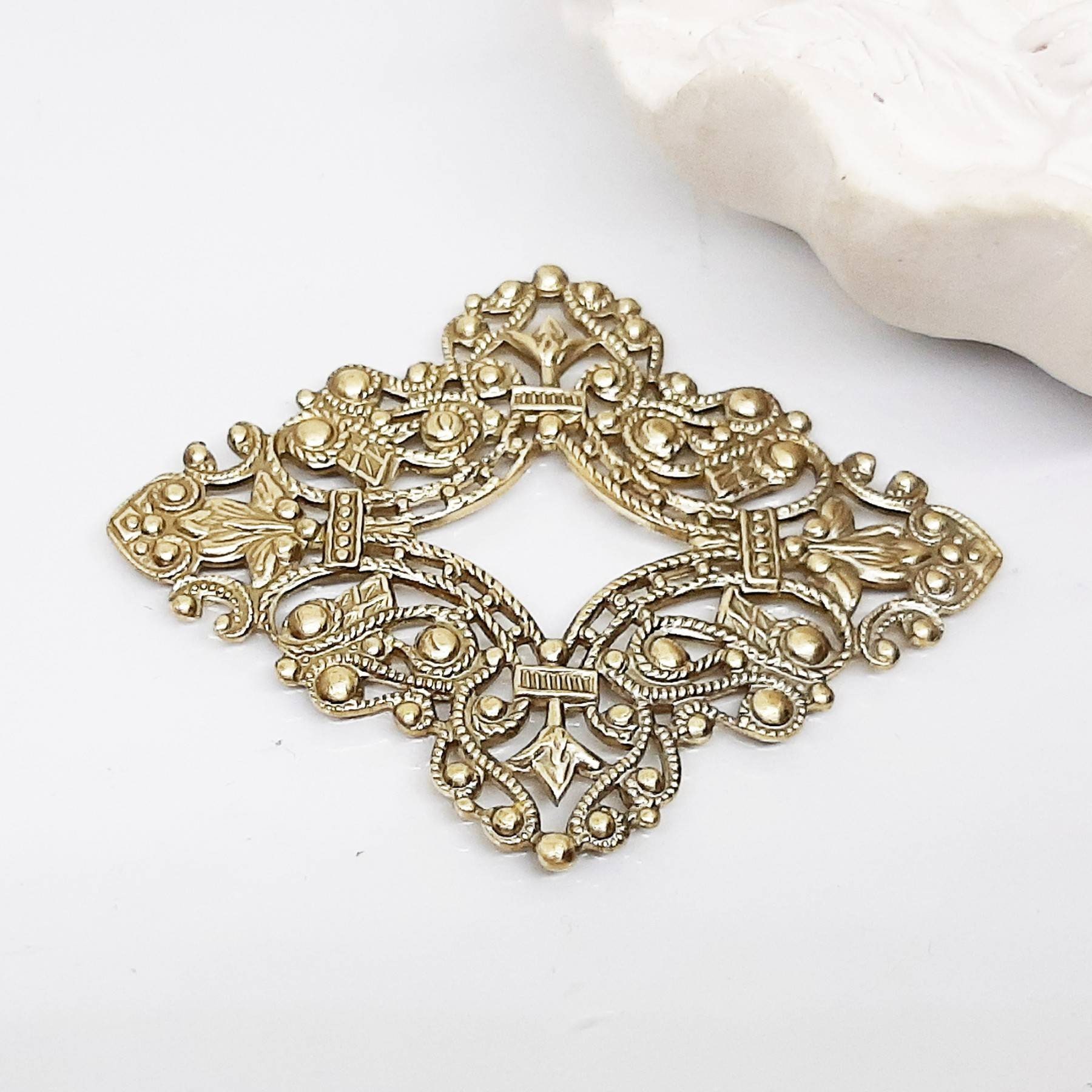 Large Brass Frame With Victorian Style Rhombus Frame Floral - Etsy