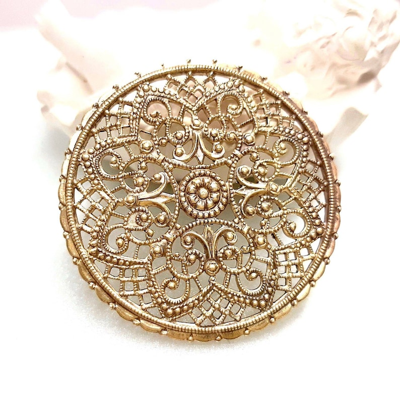 Filigree Brass Stamping Large Round European Filigree Brass - Etsy