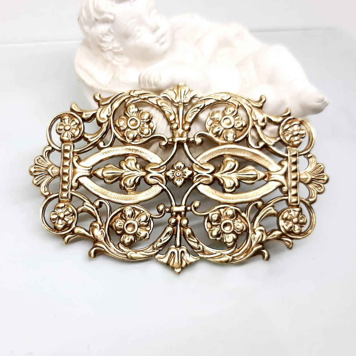 Large Filigree Brass Stamping Large Ellipse European Brass Stamping ...