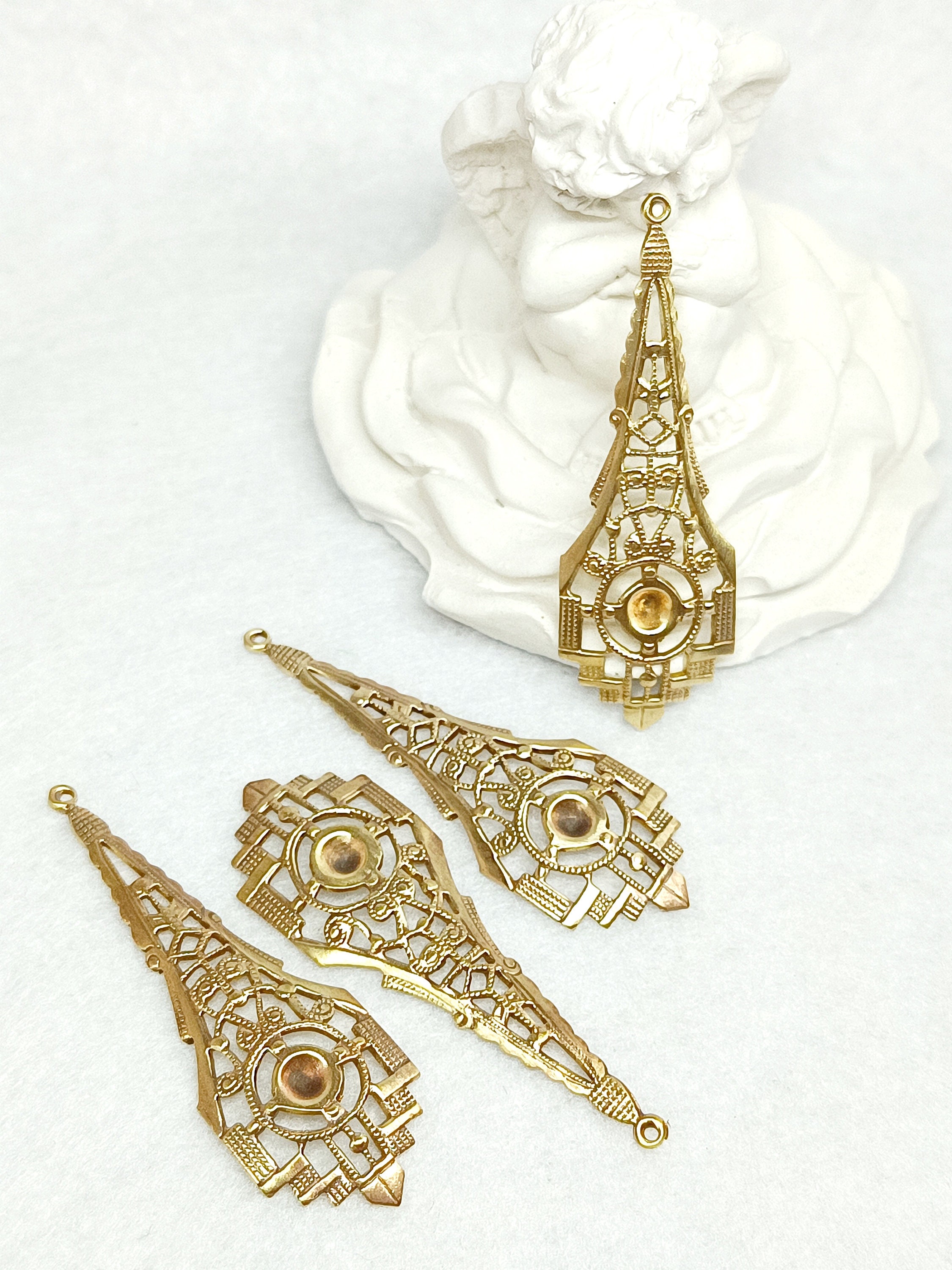 Filigree Teardrop Brass Stamping Drop Filigree Czech Filigree Brass ...