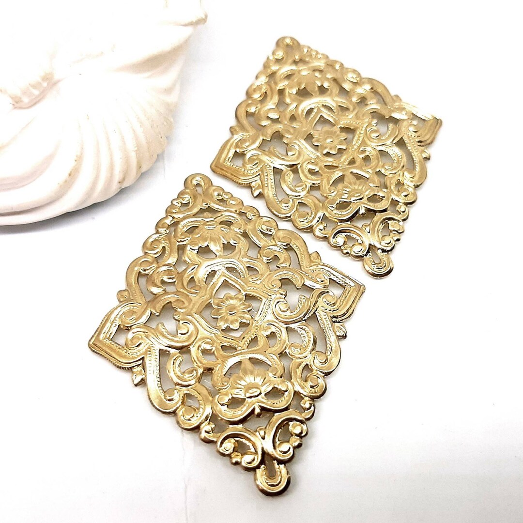 Filigree Brass Stamping Large Rhombus European Filigree Brass - Etsy