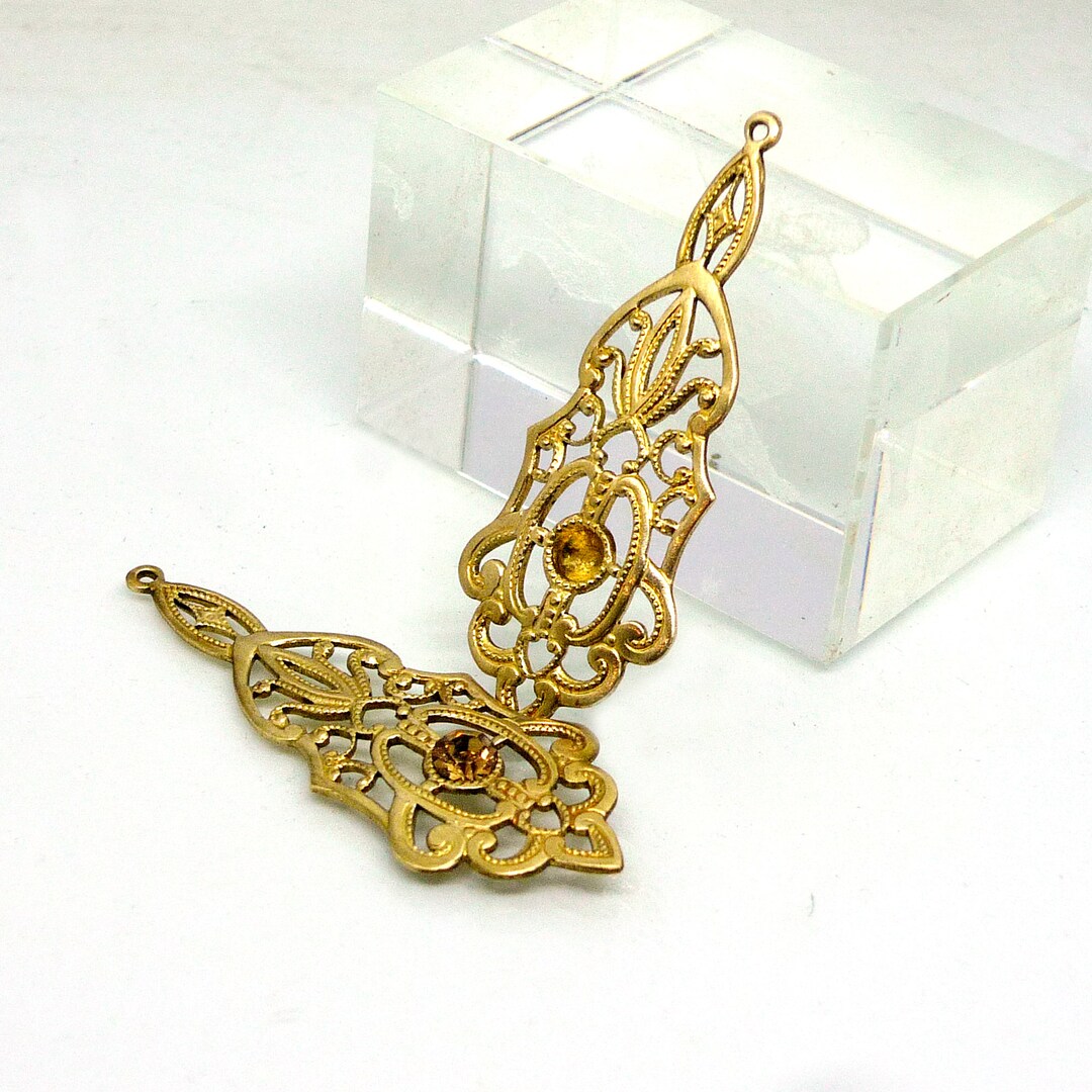 Filigree Teardrop Brass Stamping Drop Filigree Czech Filigree - Etsy