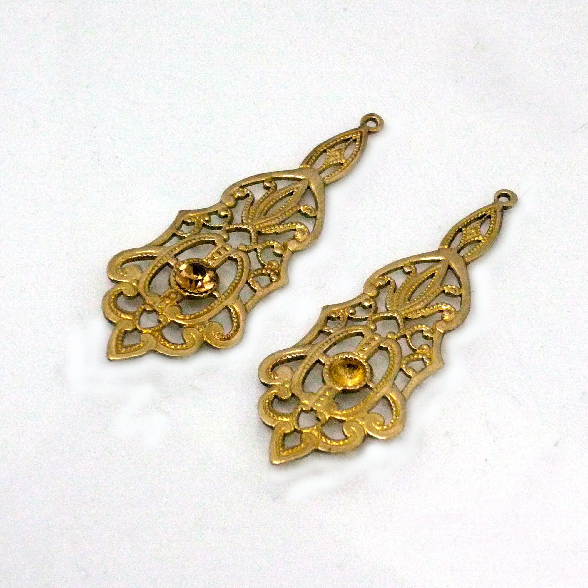 Filigree Teardrop Brass Stamping Drop Filigree Czech Filigree - Etsy