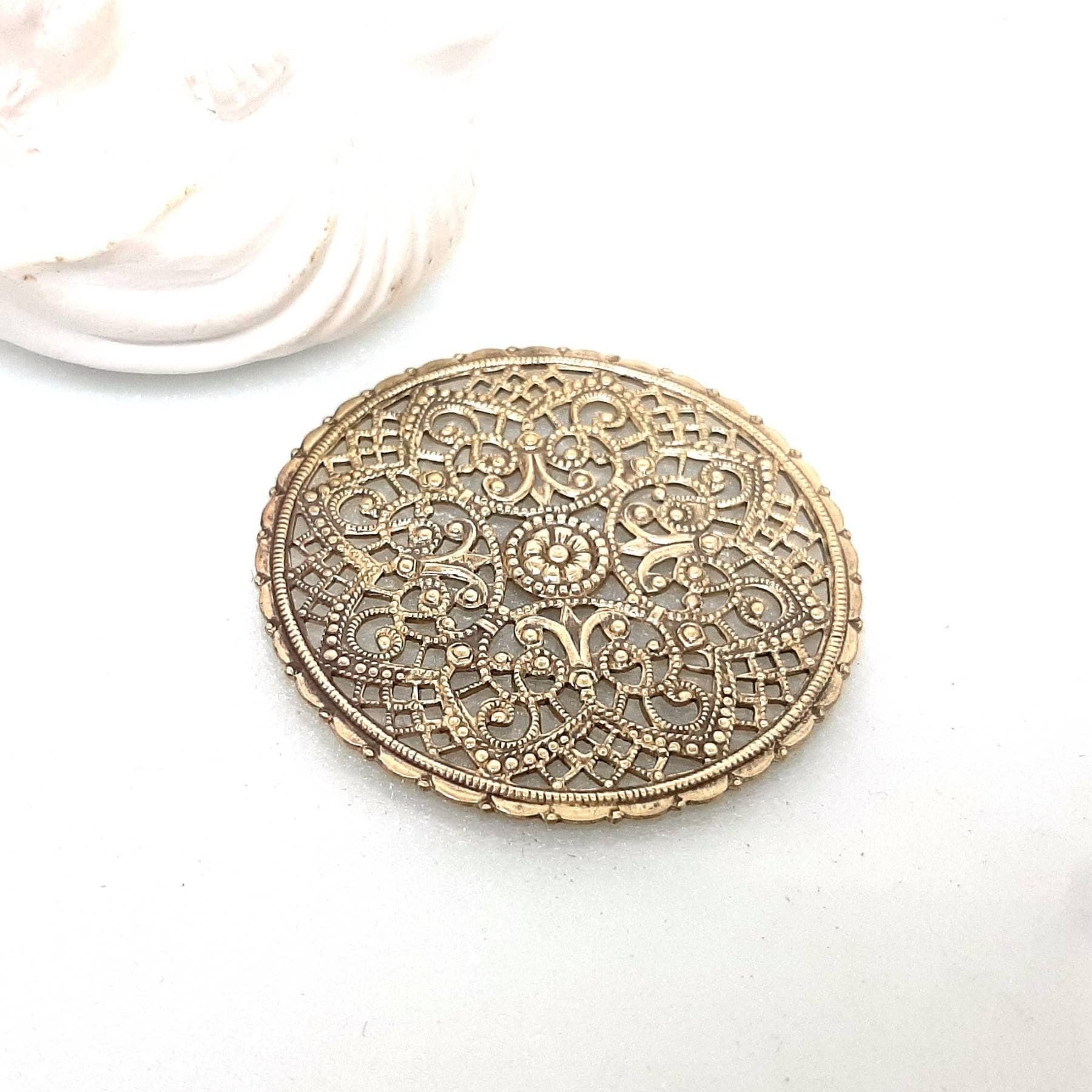 Filigree brass stamping Large round European filigree brass | Etsy