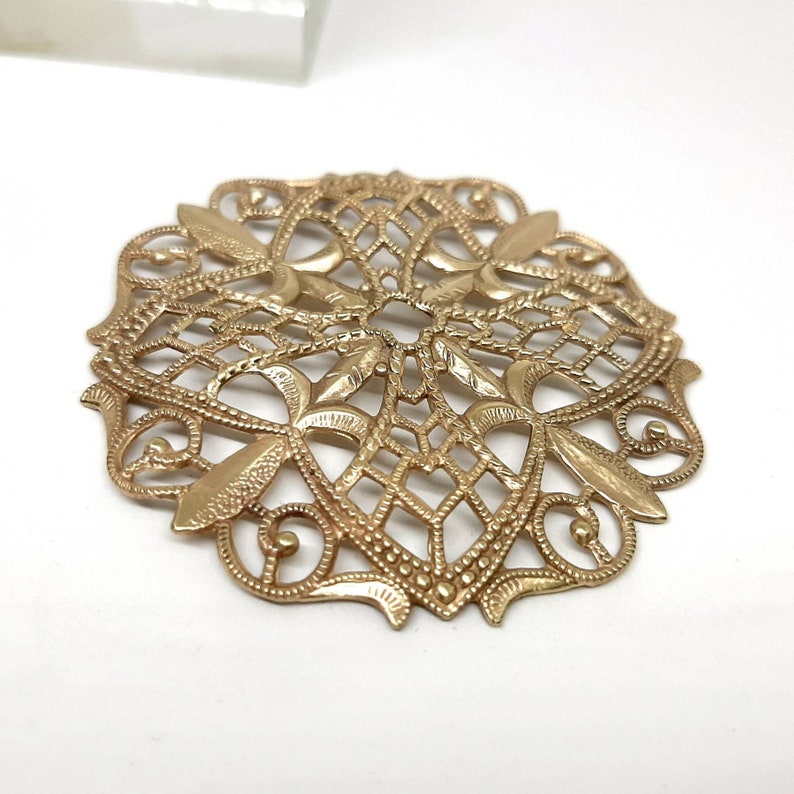 Raw Brass Large Round Flat Filigree Finding European Filigree - Etsy