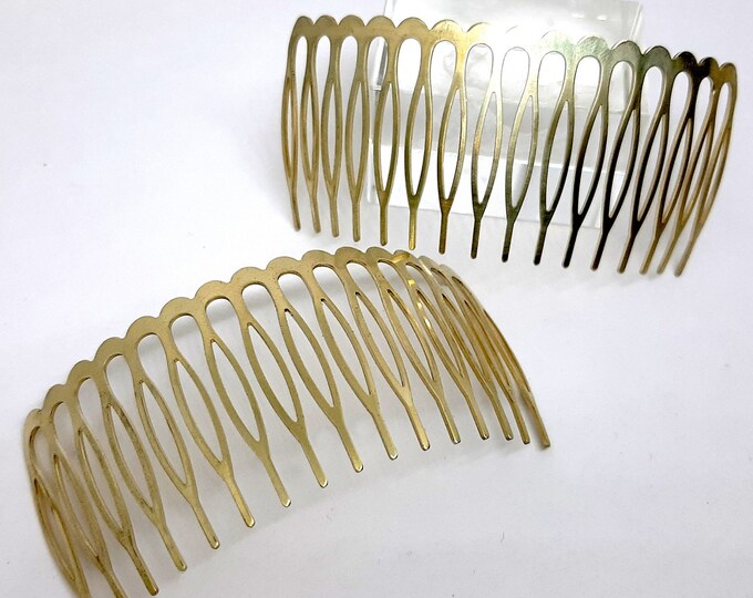 Brass Hair Comb for 16 Teeth Wide Basic Long Curved 85x36 Mm Filigree ...