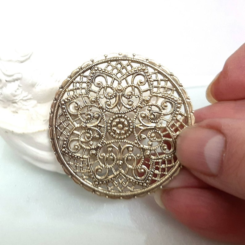 Filigree Brass Stamping Large Round European Filigree Brass - Etsy