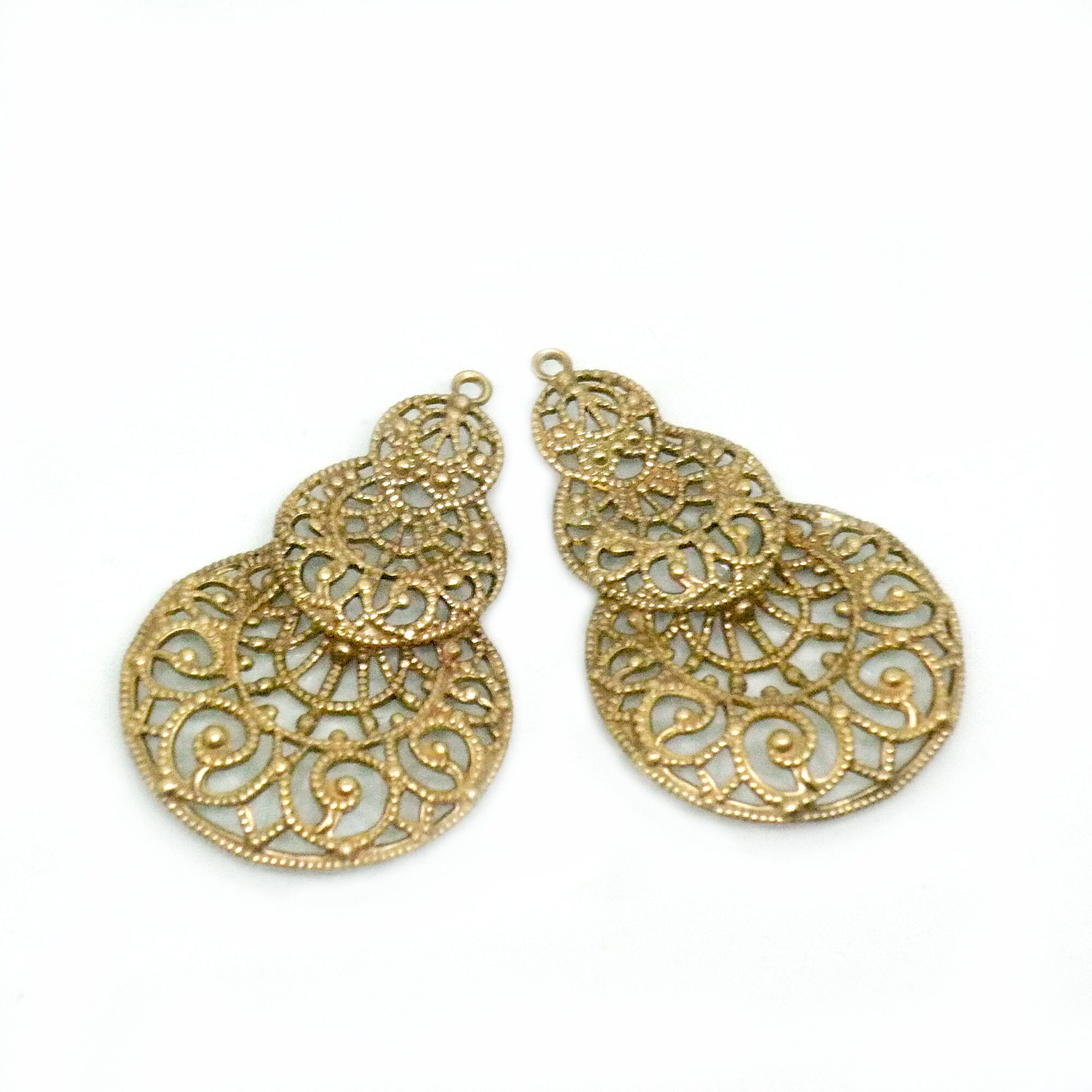 Filigree Teardrop Brass Stamping Drop Filigree Czech Filigree - Etsy