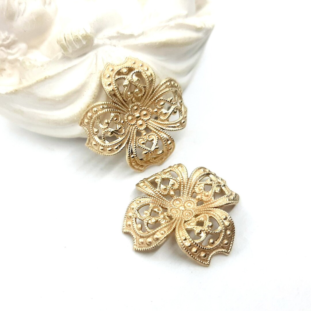 Brass Filigree Flower Gold Flower Connectors Jewelry Findings Brass ...