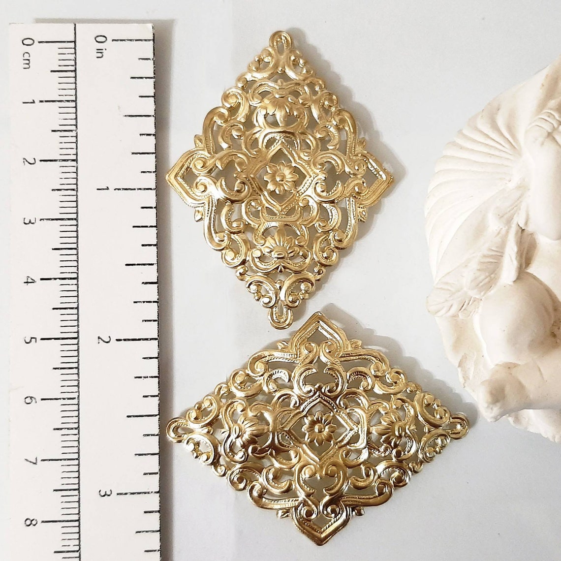 Filigree Brass Stamping Large Rhombus European Filigree Brass - Etsy