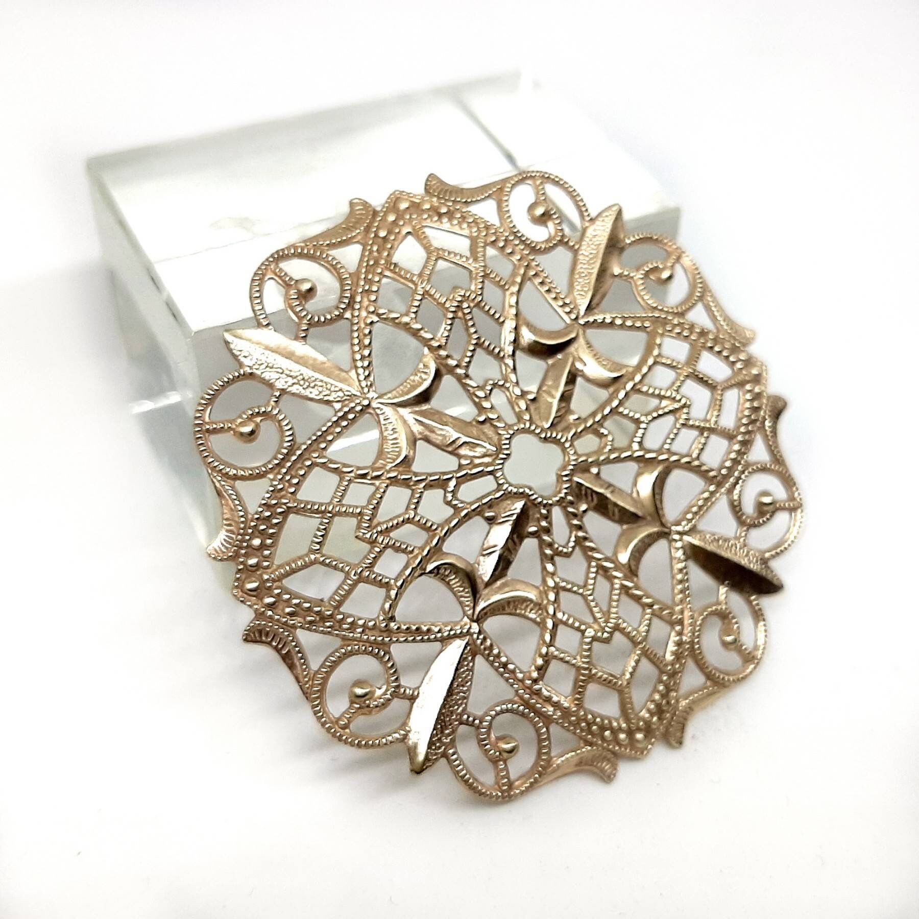 Raw Brass Large Round Flat Filigree Finding European Filigree - Etsy