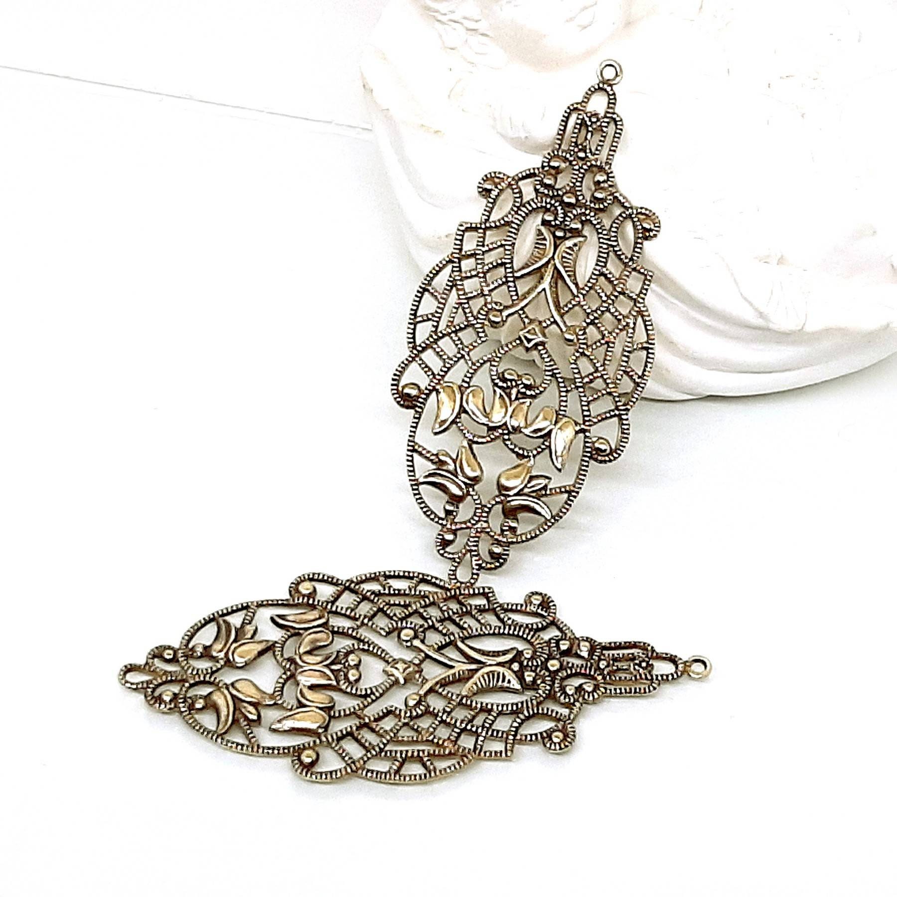Filigree Teardrop Brass Stamping Drop Filigree European Stamping Set of ...