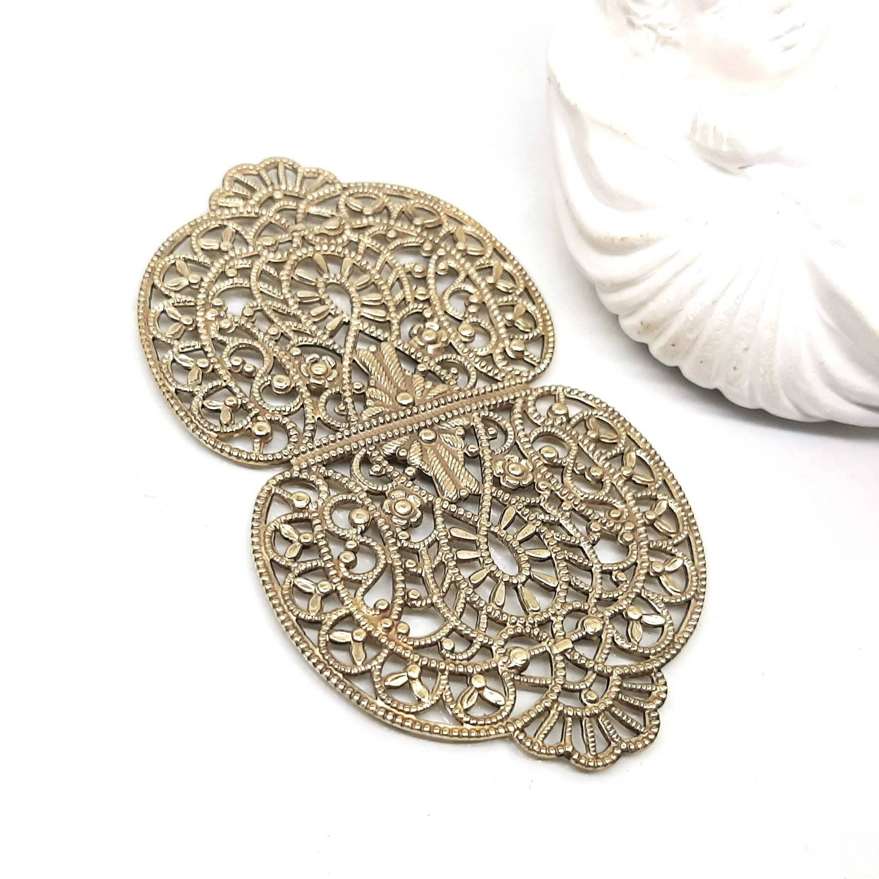 1 Pcs. Large European Filigree Findings Raw Brass Jewelry Making ...