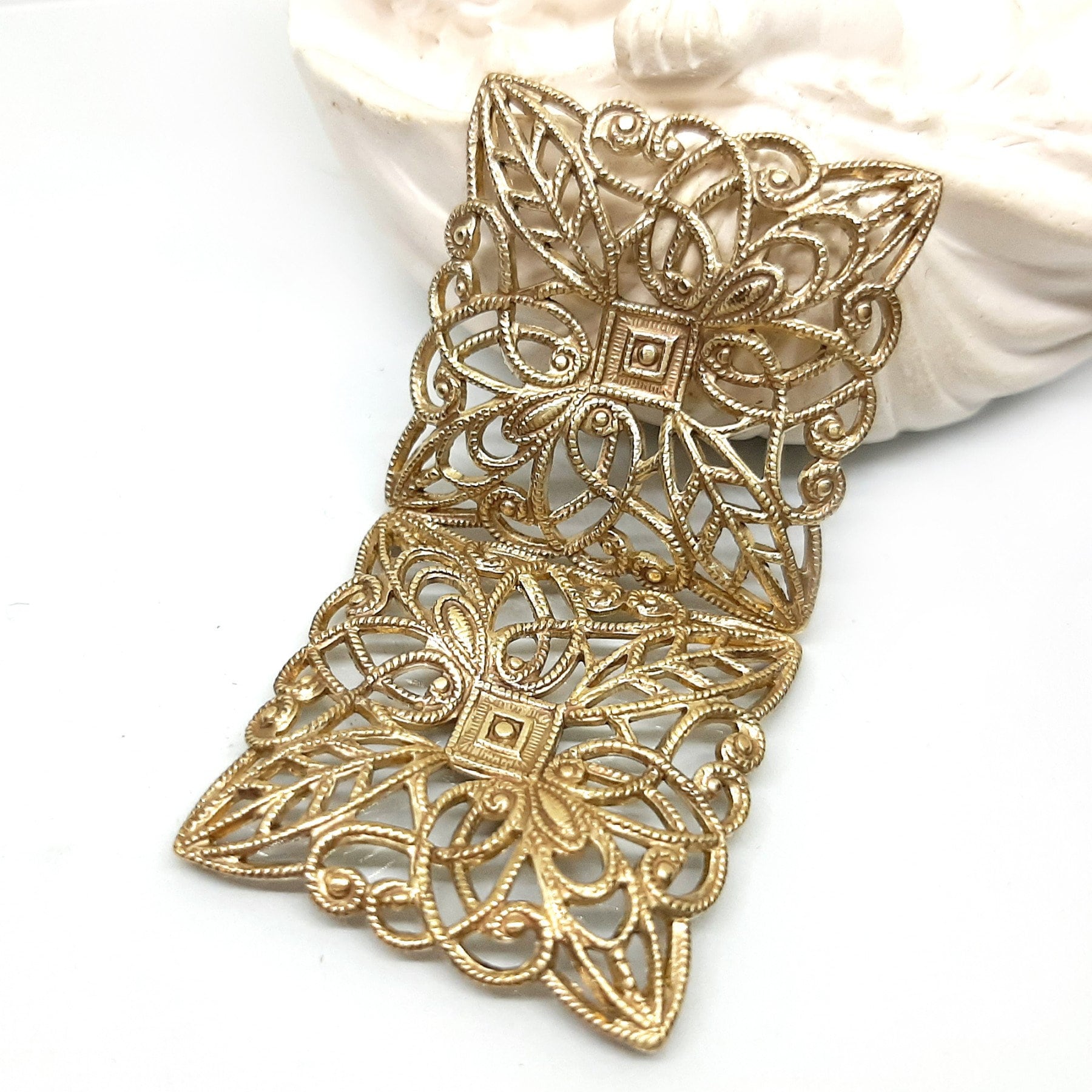 Brass Filigree Connector Czech Square Filigree Raw Brass Stamping ...