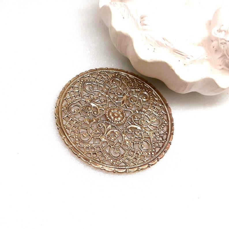 Filigree Brass Stamping Large Round European Filigree Brass - Etsy