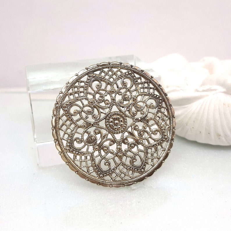 Filigree brass stamping Large round European filigree brass | Etsy