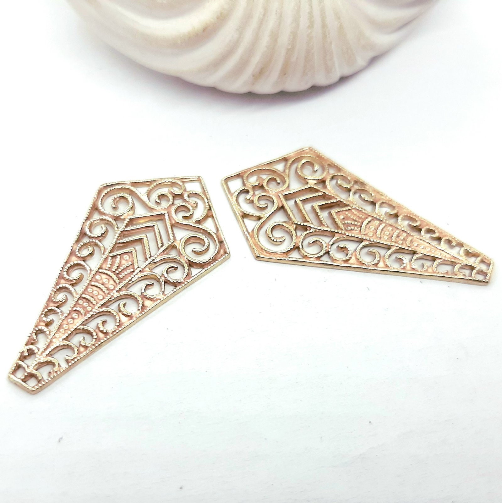 Filigree Teardrop Brass Stamping Drop Filigree European Stamping Set of ...