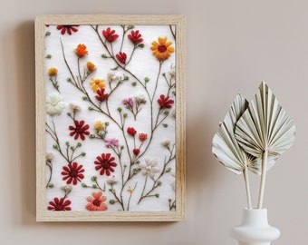 Floral Embroidered Wall Art - Etsy