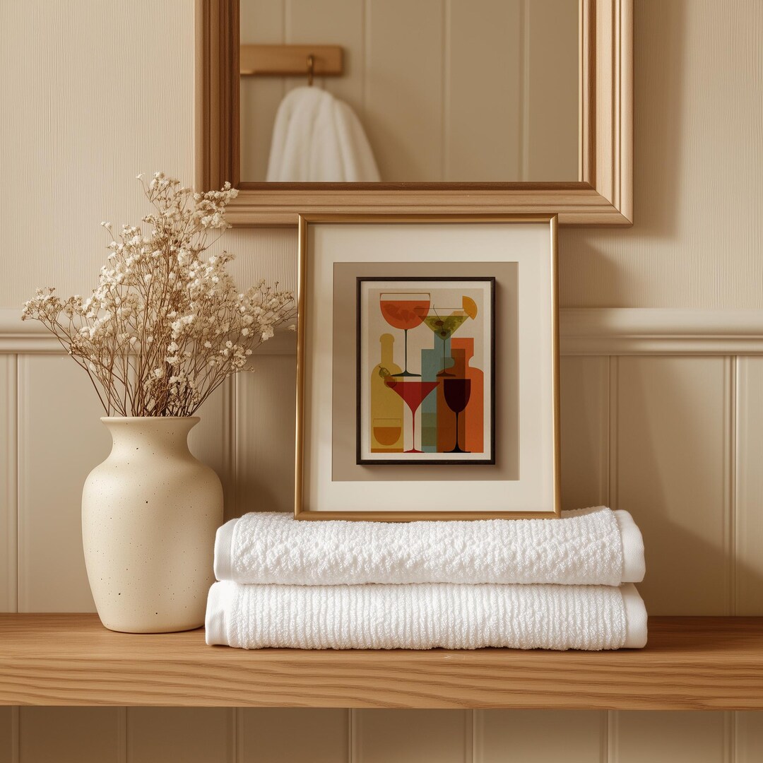 Vintage Cocktail Glass Printable Art - Retro Minimalist Drinkware Print ...