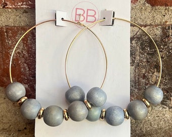 8mm Black Wooden Bead Hoops - Etsy