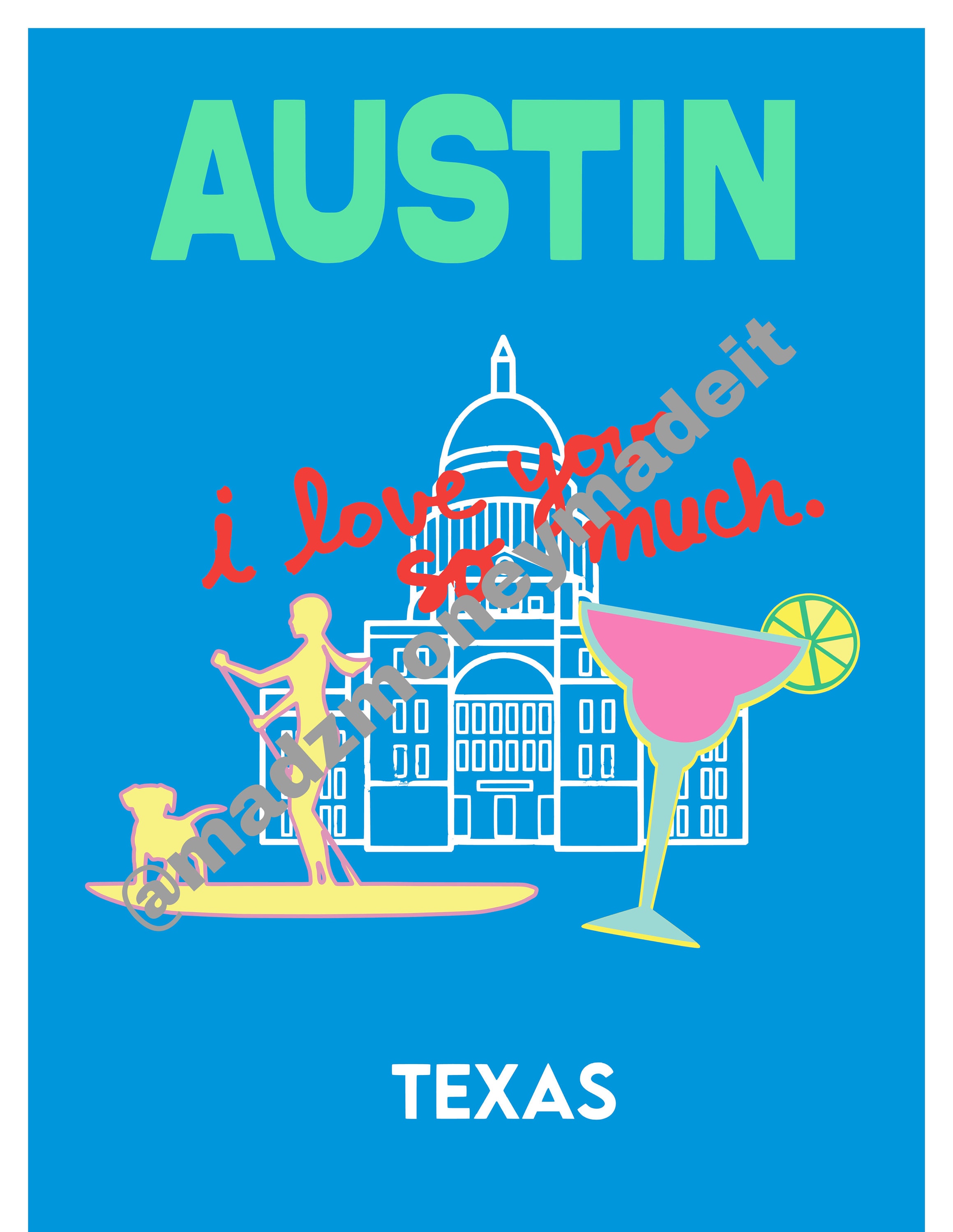 Texas Cities Preppy Wall Art Digital Download Posters - Etsy