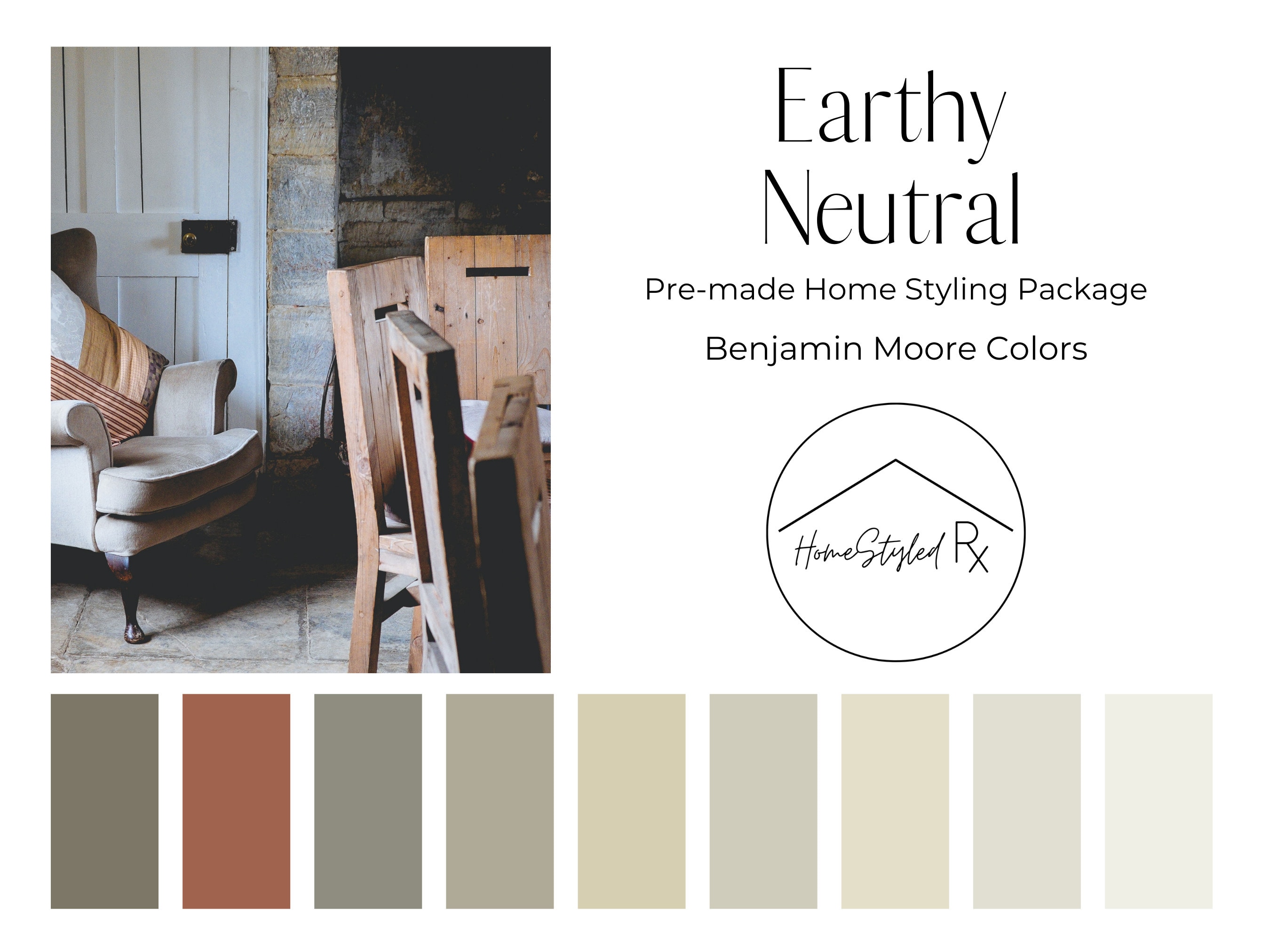 Earthy Neutral Pre-made Paint Color Palette and Home Styling Package - Etsy