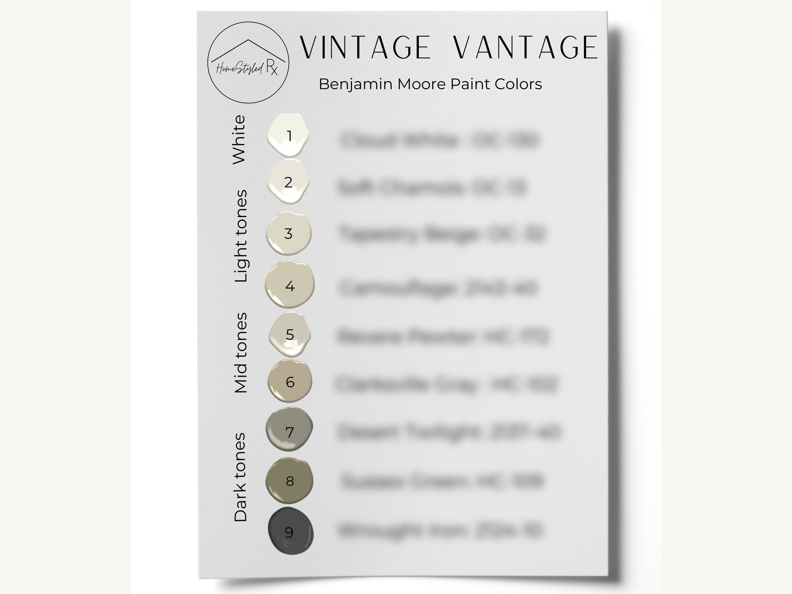 Vintage Vantage Pre-made Paint Color Palette and Home Styling Package ...