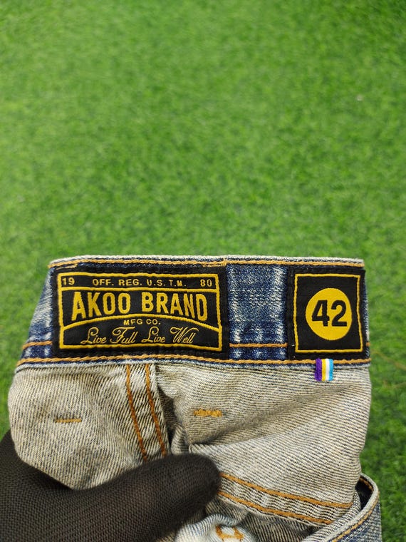 Vintage Baggy Jeans Akoo Brand Acid Wash Distress Den… - Gem